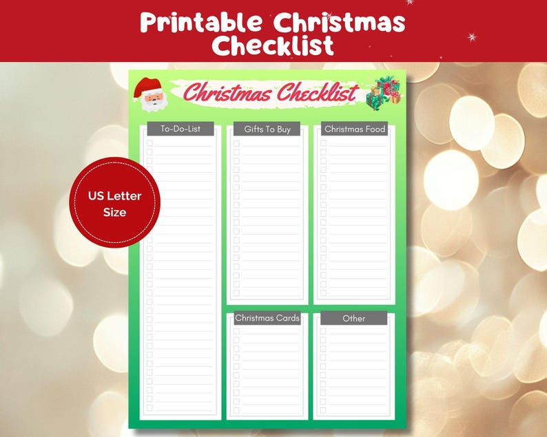 Christmas Checklist Printable, Xmas to Do List, Christmas Organizer ...