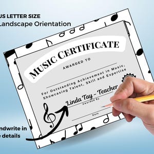 Music Certificate Printable, Recognition Certificate, Music School ...