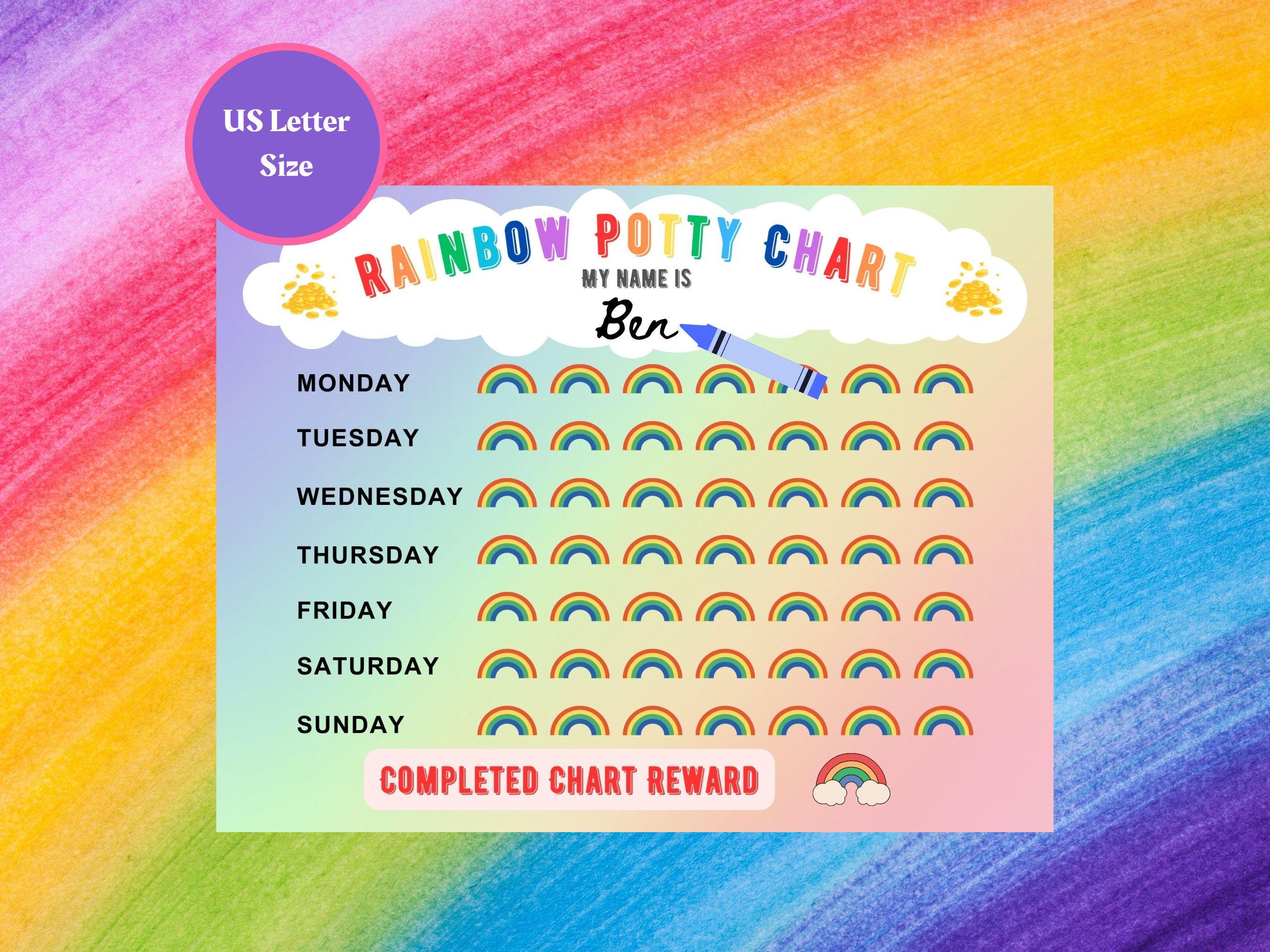 Rainbow Potty Training Chart, Kids Reward Fun Chart, Printable Potty ...