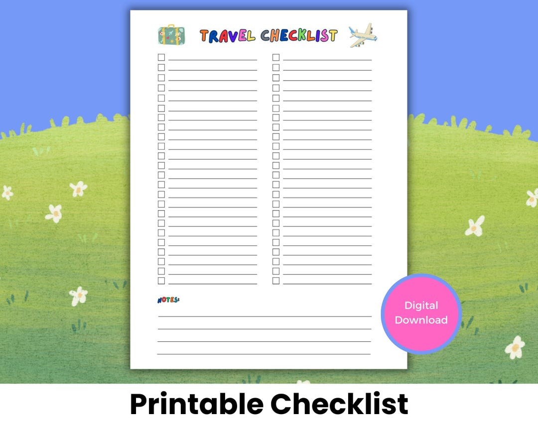 Printable Travel Checklist, Easy Packing Checklist, Vacation Planner ...