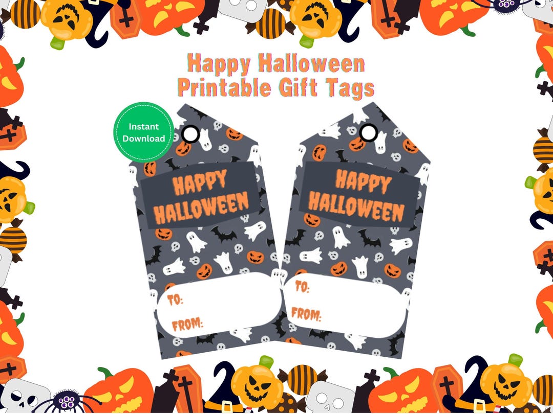 Happy Halloween Gift Tags, Printable Goodie Bag Tags, Happy Halloween ...