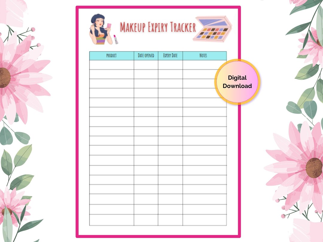 Makeup Expiry Tracker | Printable Cosmetic Expiry List | Monitoring ...