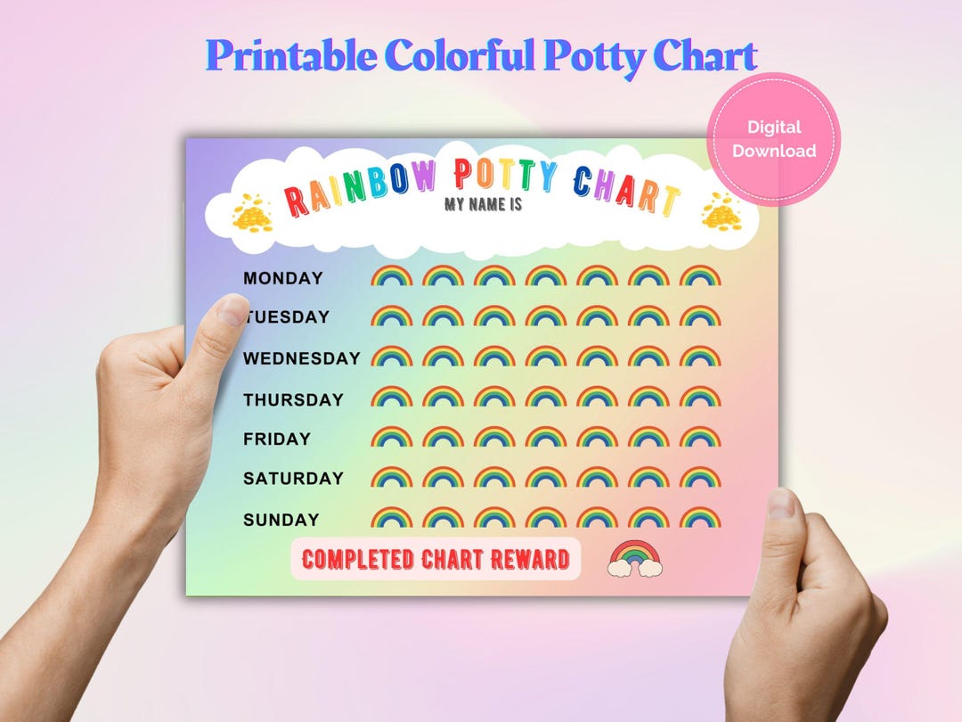 Rainbow Potty Training Chart, Kids Reward Fun Chart, Printable Potty ...