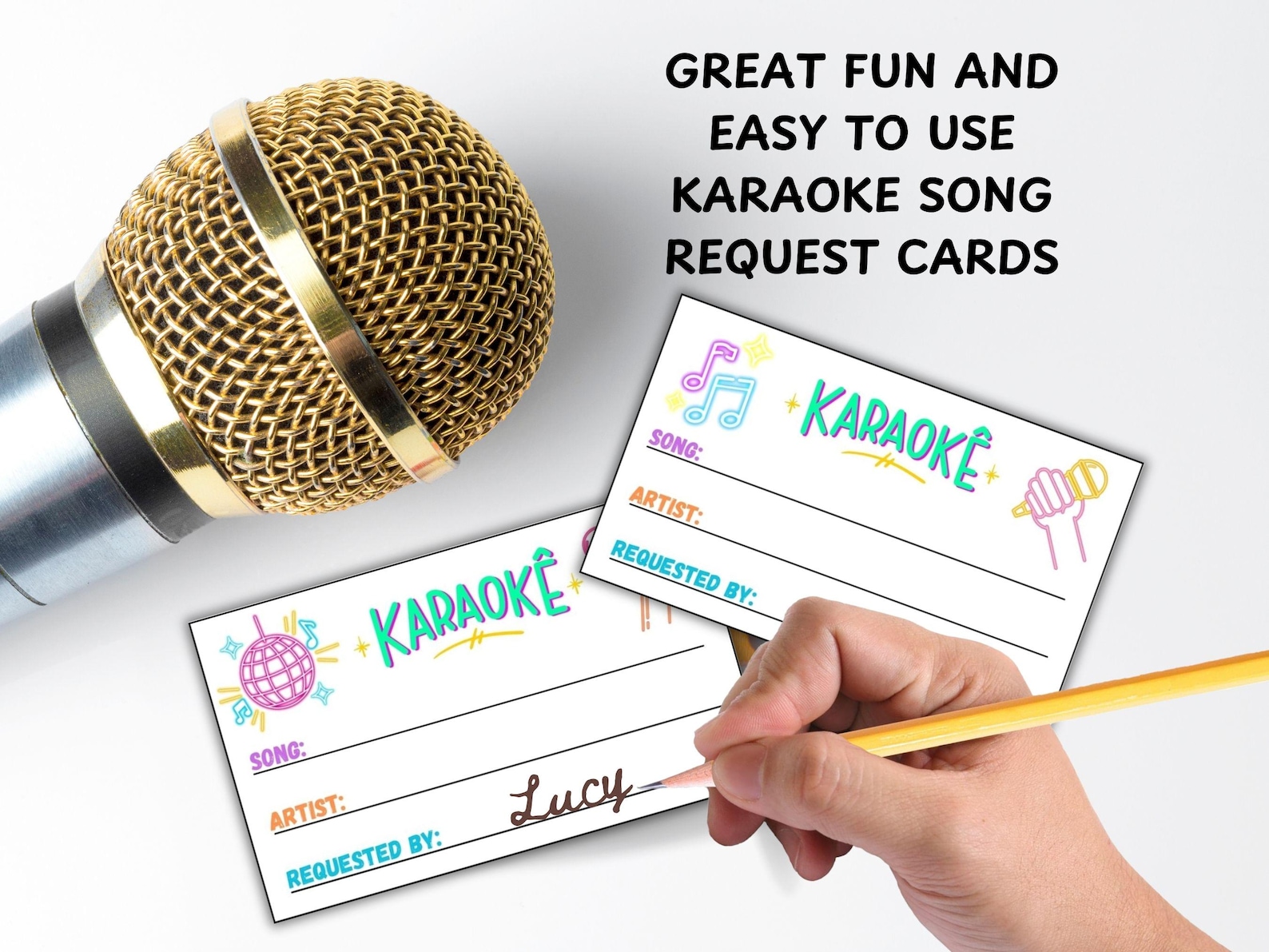 Printable Song Request Cards, Color Karaoke Slips, Karaoke Event, Print ...