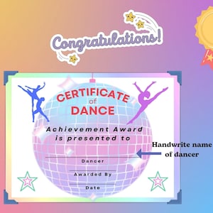 Dance Certificate Template, Printable Award Certificate, Let the Music ...