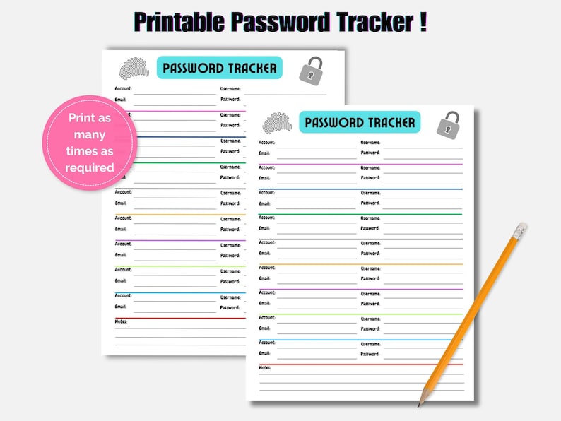 Password Tracker Printable, Password Log, Password Organizer, Store ...