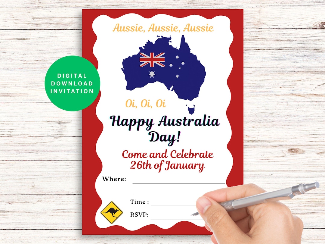 Australia Day Printable Invitation, Aussie Day Invite, Celebrate Ozzie ...