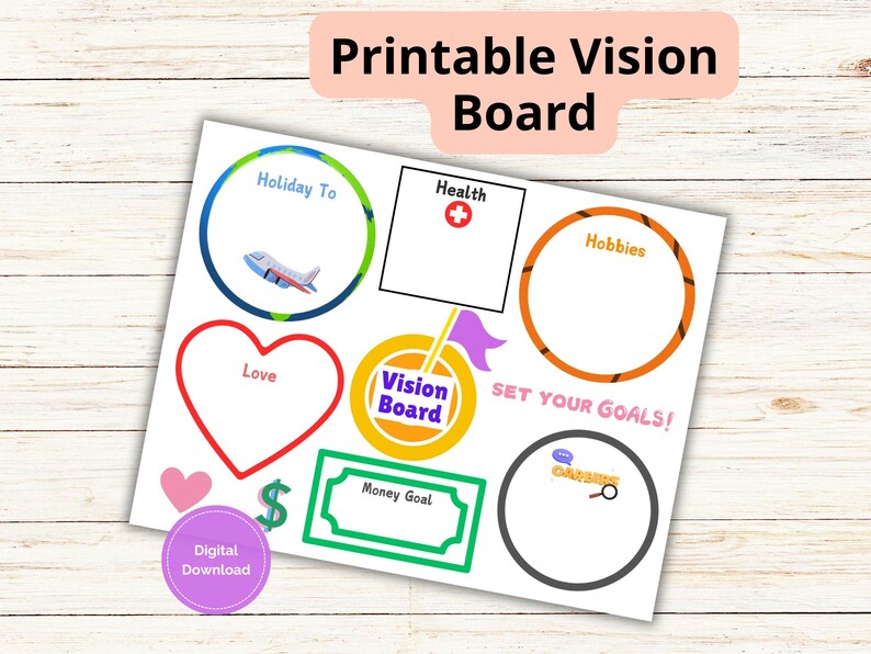 Vision Board Printable Template, Set Your Goals, 2025 Vision Board ...