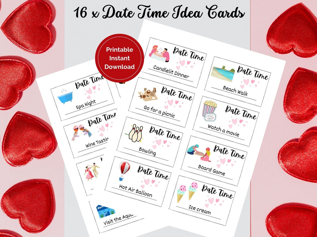 Printable Date Idea Cards for Couples | Fun Day Night Activities ...
