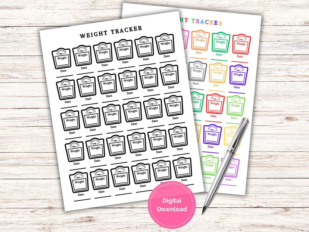 Weight Tracker Printable Template, Monitor Weight Sheet, Weight Goal ...