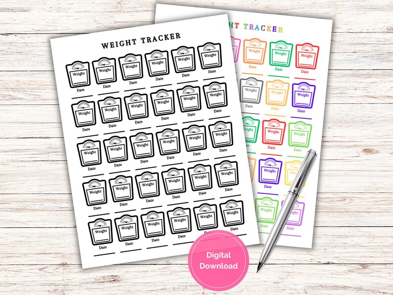 Weight Tracker Printable Template, Monitor Weight Sheet, Weight Goal ...