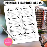 Karaoke Slips - Print at Home! Black White Digital Download 8 per Page ...