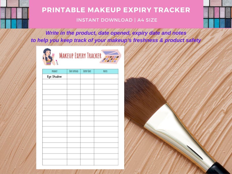 Makeup Expiry Tracker Printable Cosmetic Expiry List Monitoring Beauty ...