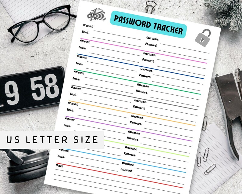 Password Tracker Printable, Password Log, Password Organizer, Store ...