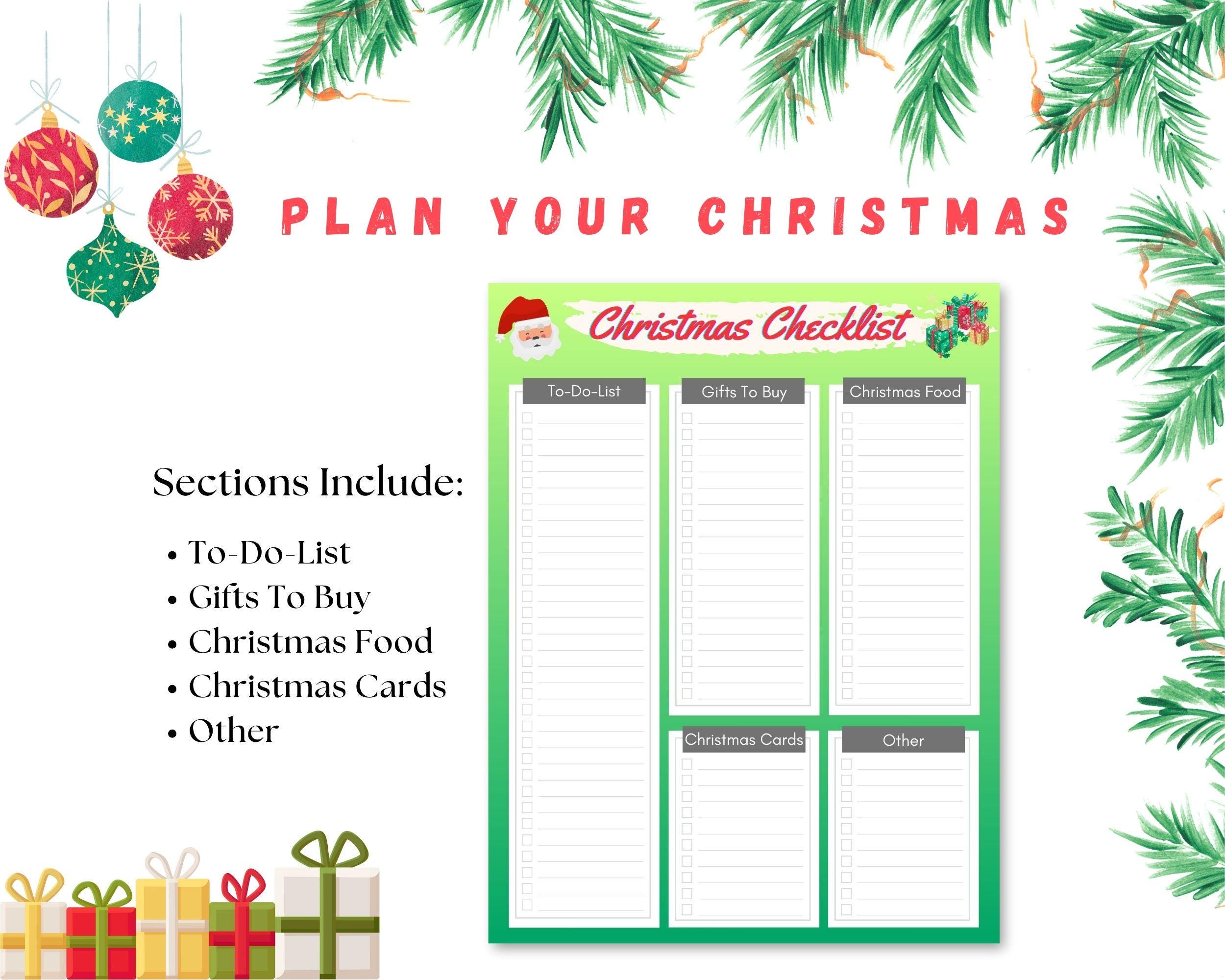 Christmas Checklist Printable, Xmas to Do List, Christmas Organizer ...