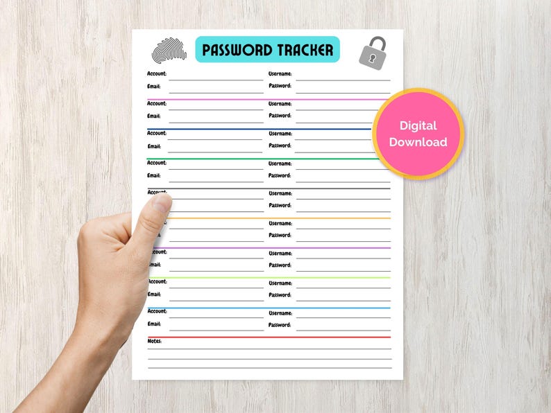 Password Tracker Printable, Password Log, Password Organizer, Store ...