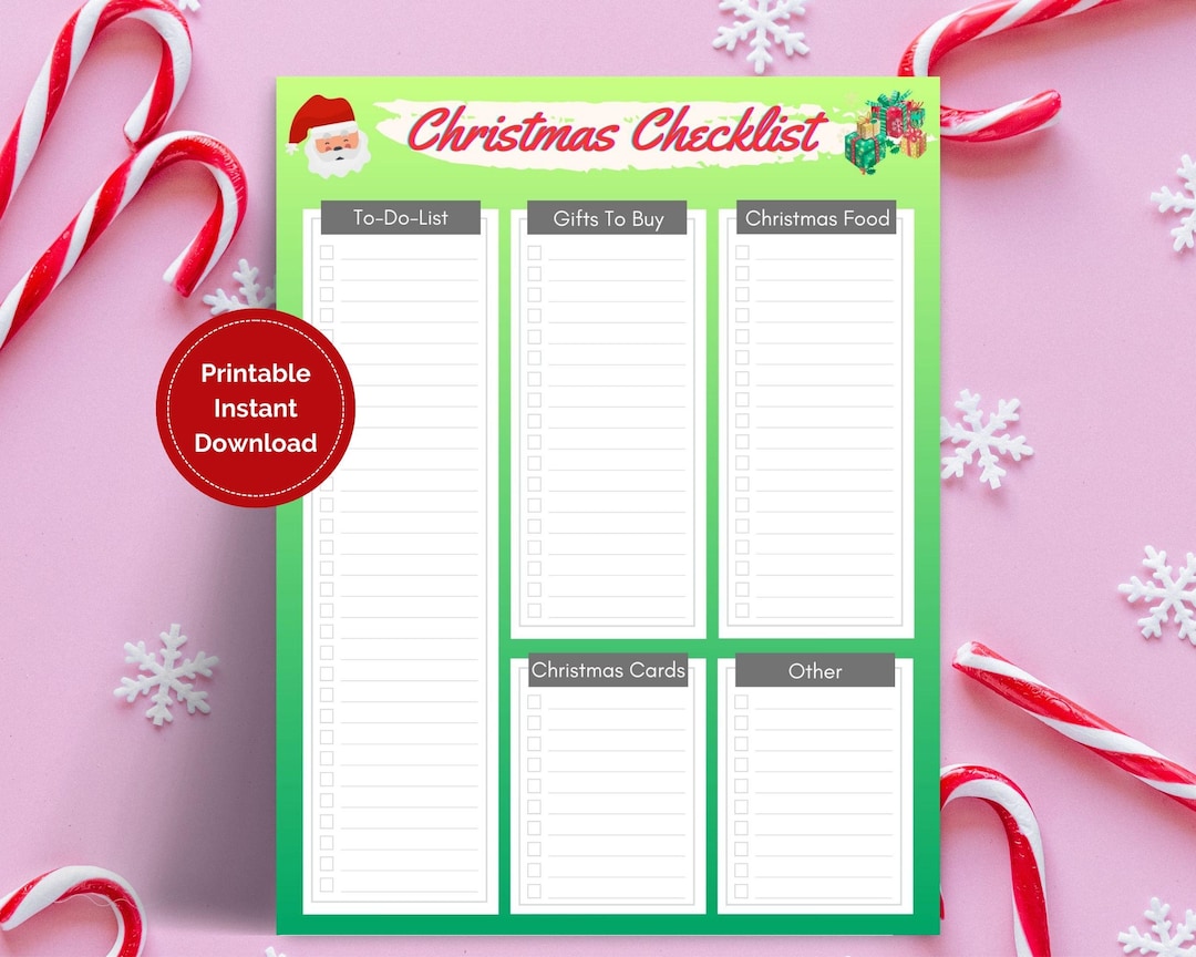 Christmas Checklist Printable, Xmas to Do List, Christmas Organizer ...