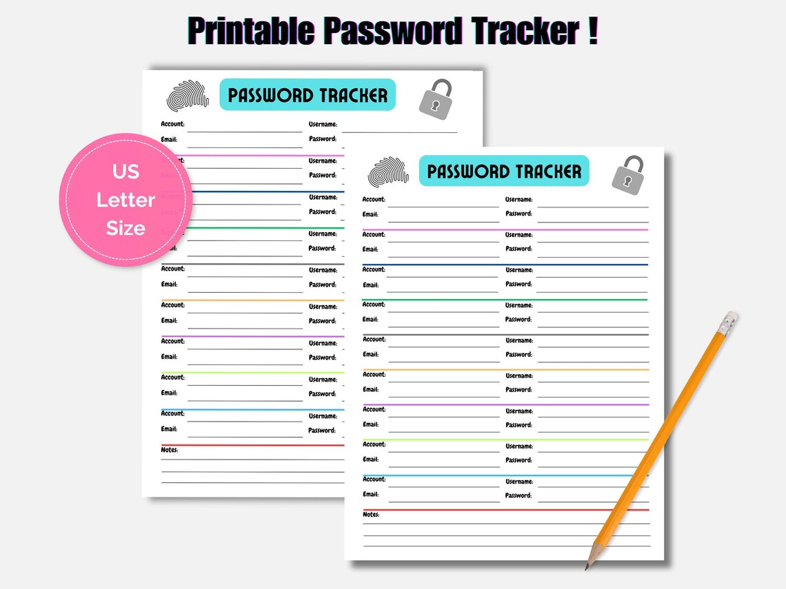 Printable Password Tracker Password Log Sheet Password Organizer Store ...