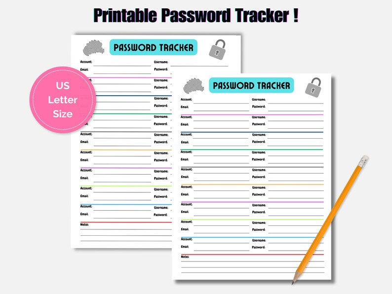 Printable Password Tracker Password Log Sheet Password Organizer Store Your Passwords Digital ...