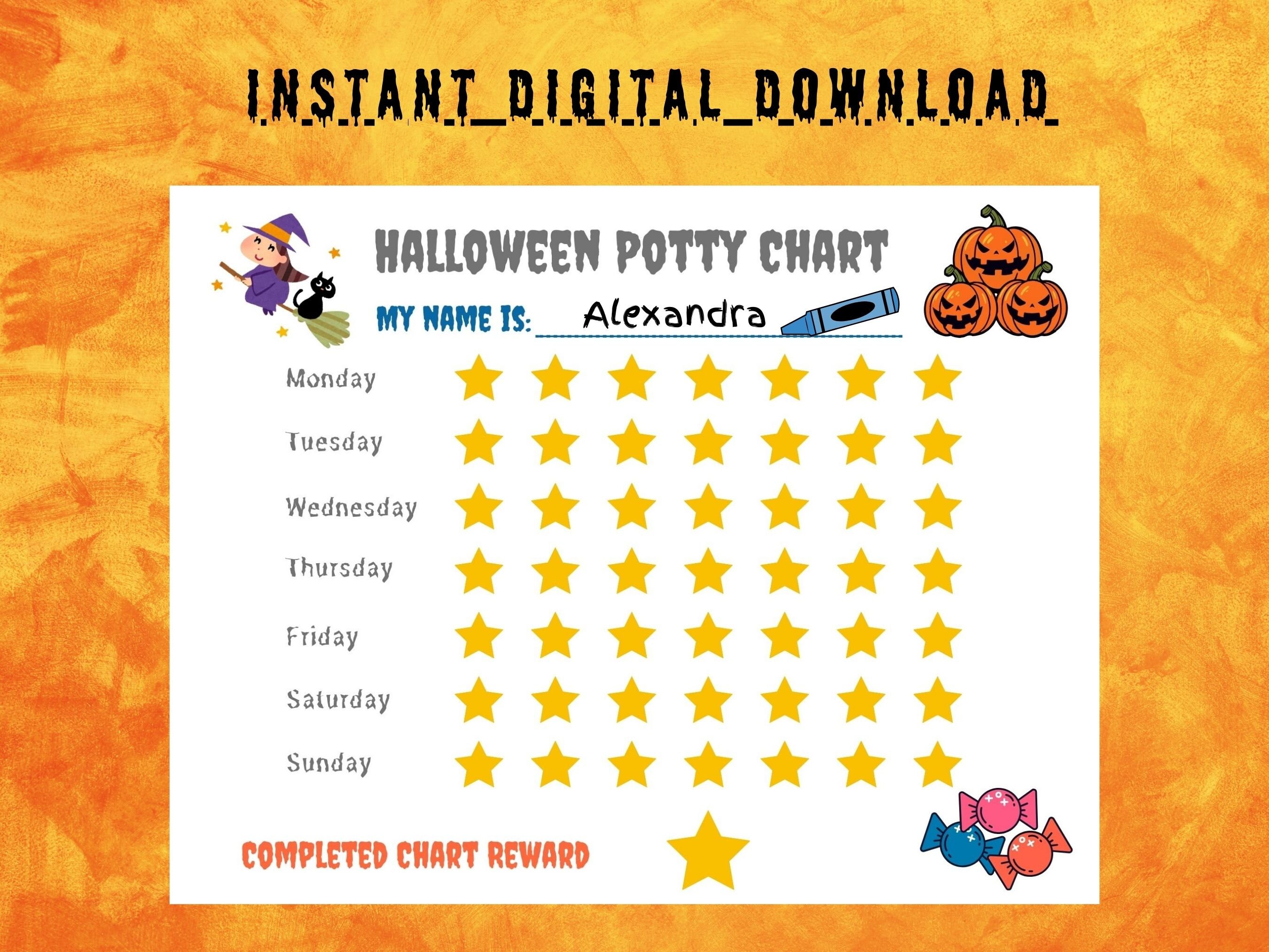 Halloween Potty Training Chart, Printable Kids Potty Reward Chart ...