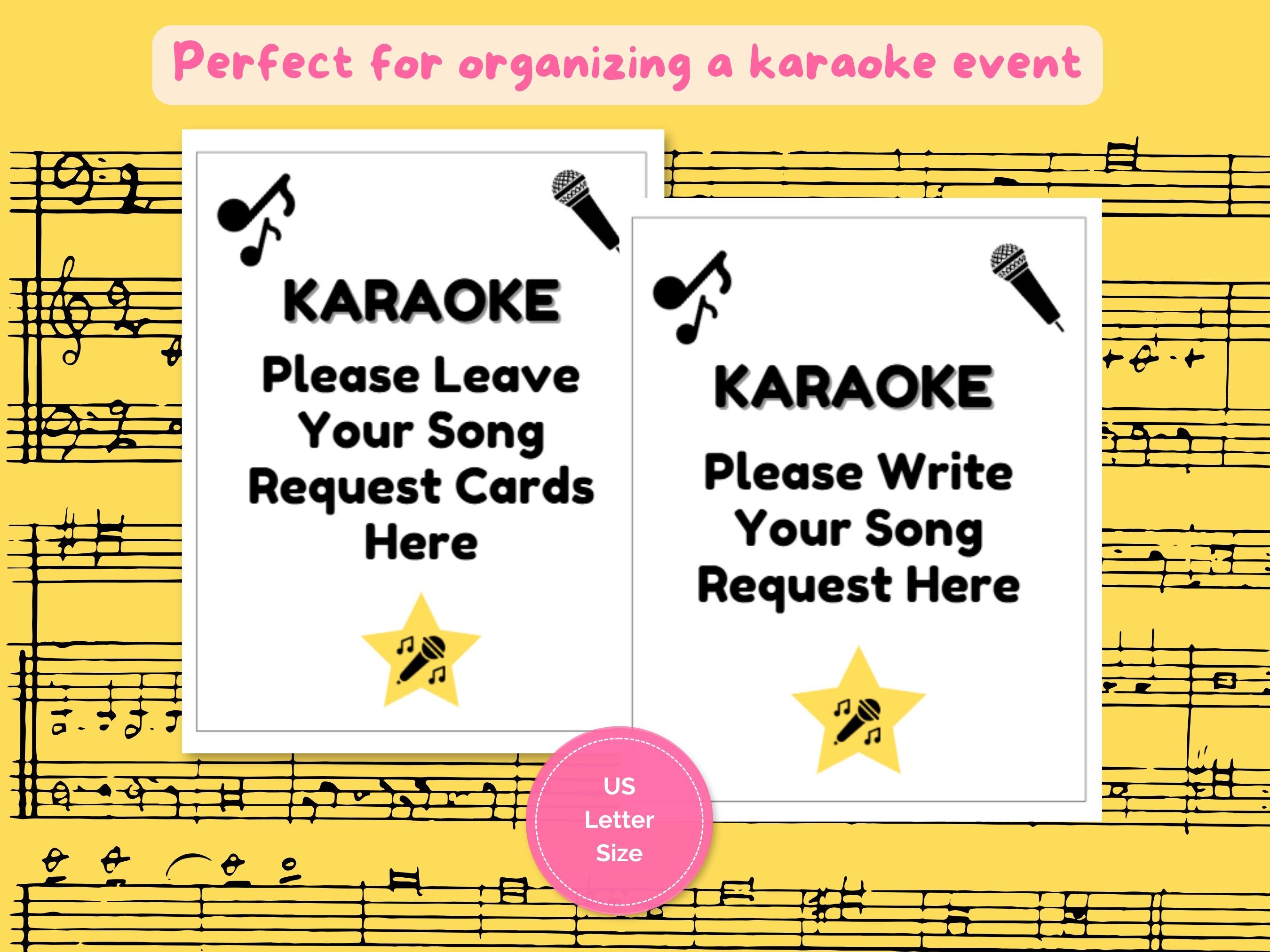 Karaoke Printable Signs, Song Request Karaoke Sheet, Karaoke ...