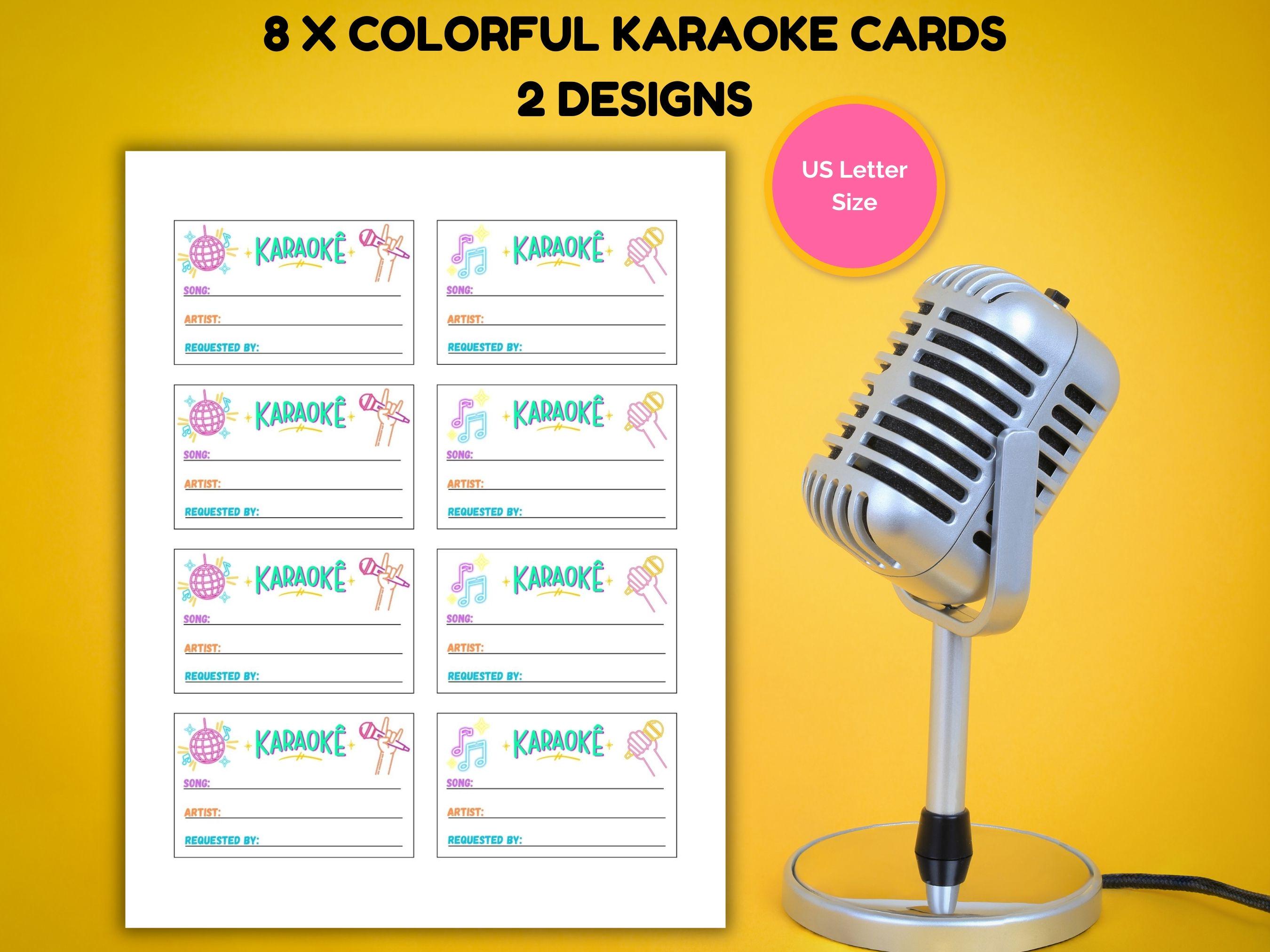 Printable Song Request Cards, Color Karaoke Slips, Karaoke Event, Print ...