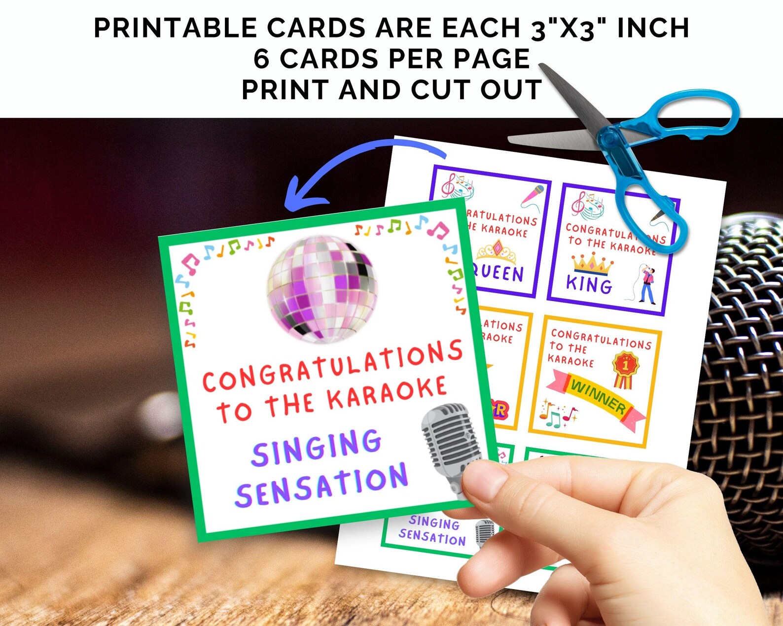 Karaoke Printable Awards, Karaoke Lover, Karaoke Mini Cards, Karaoke ...