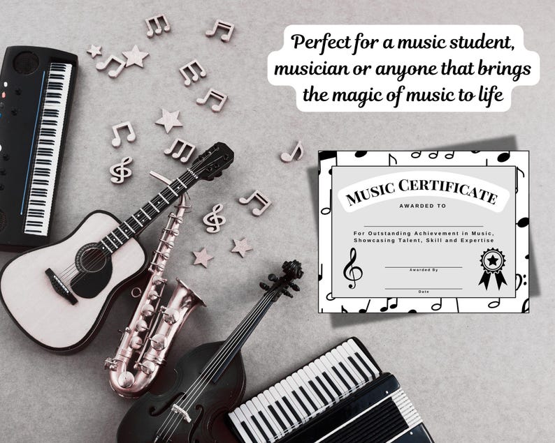 Music Certificate Printable, Recognition Certificate, Music School ...