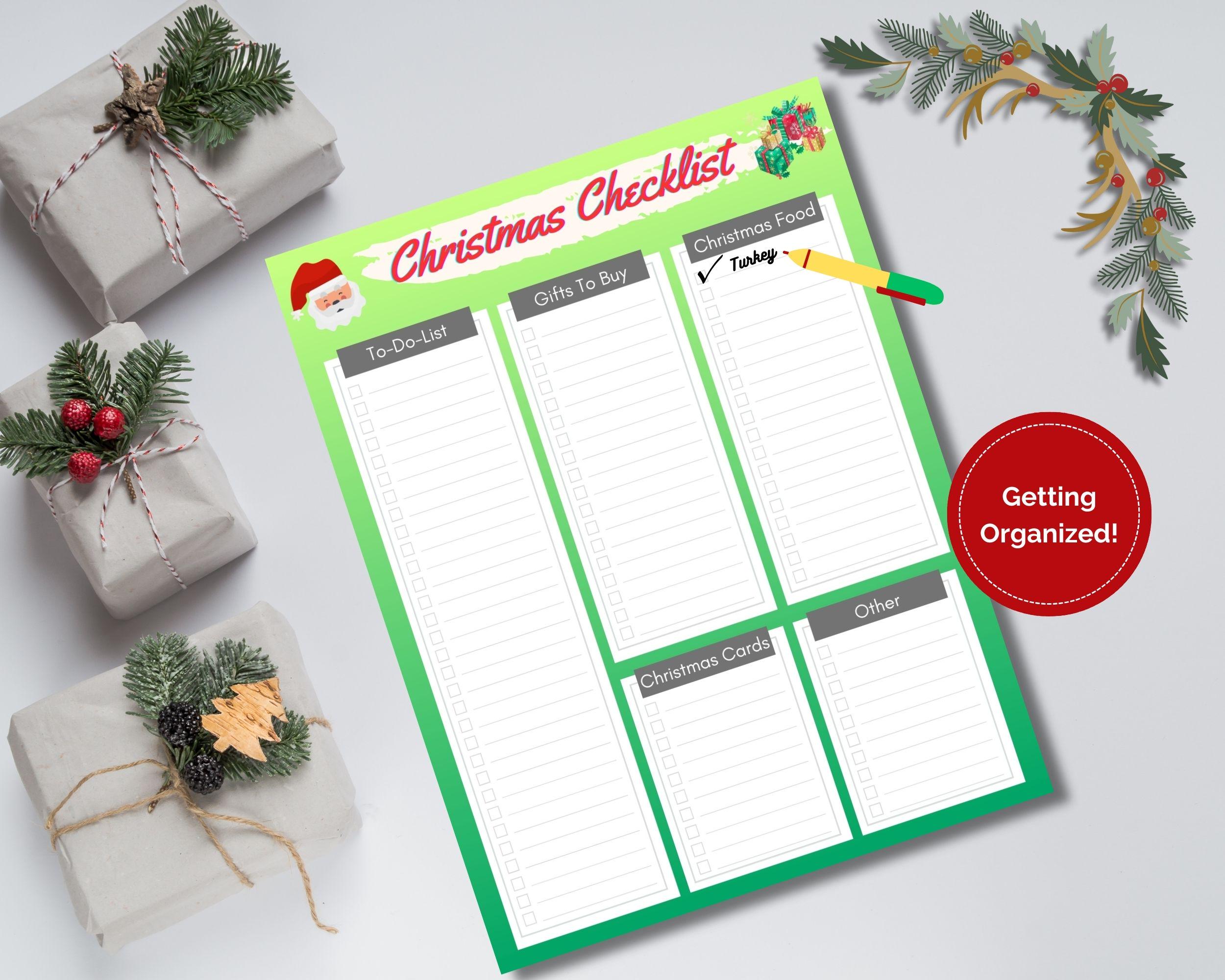 Christmas Checklist Printable, Xmas to Do List, Christmas Organizer ...