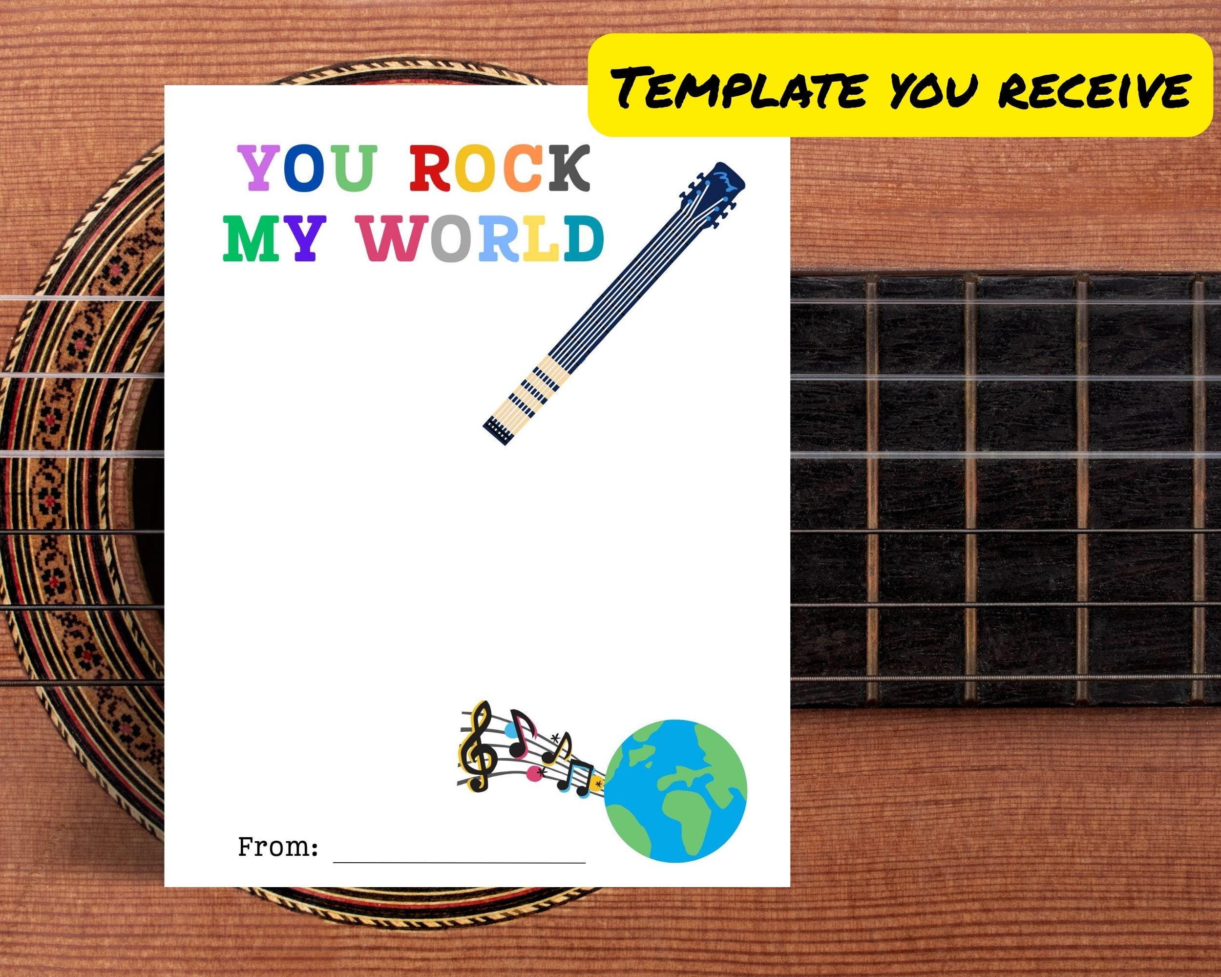 Guitar Handprint Art Printable, You Rock My World, Rockstar Handprint ...