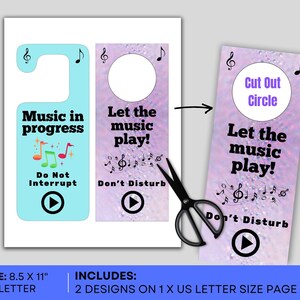 Printable Door Hangers Music Theme, Door Sign, Music Themed Door ...