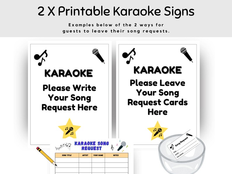 Karaoke Printable Signs, Song Request Karaoke Sheet, Karaoke ...