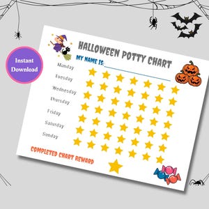 Halloween Potty Training Chart, Printable Kids Potty Reward Chart ...