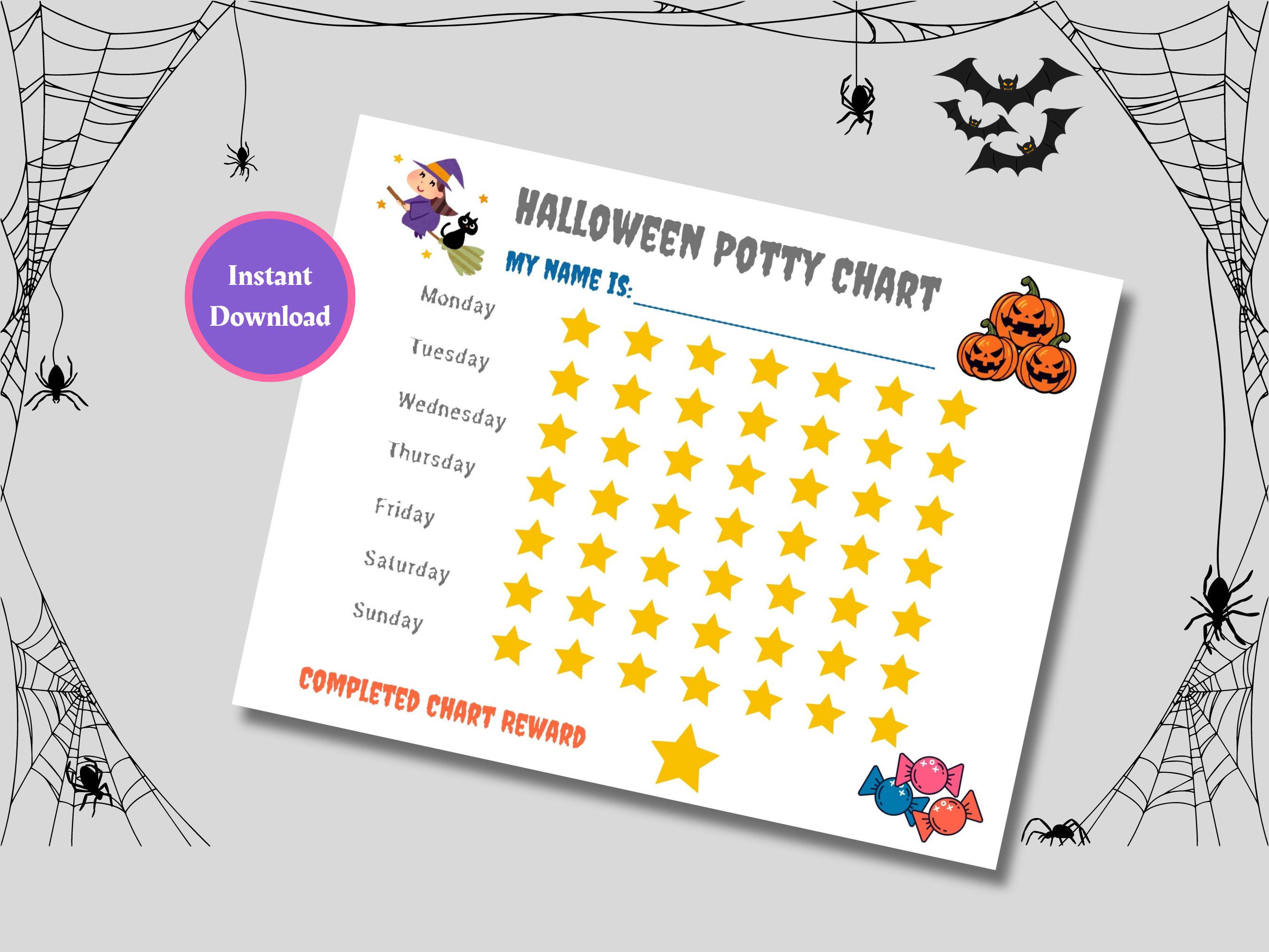 Halloween Potty Training Chart, Printable Kids Potty Reward Chart ...