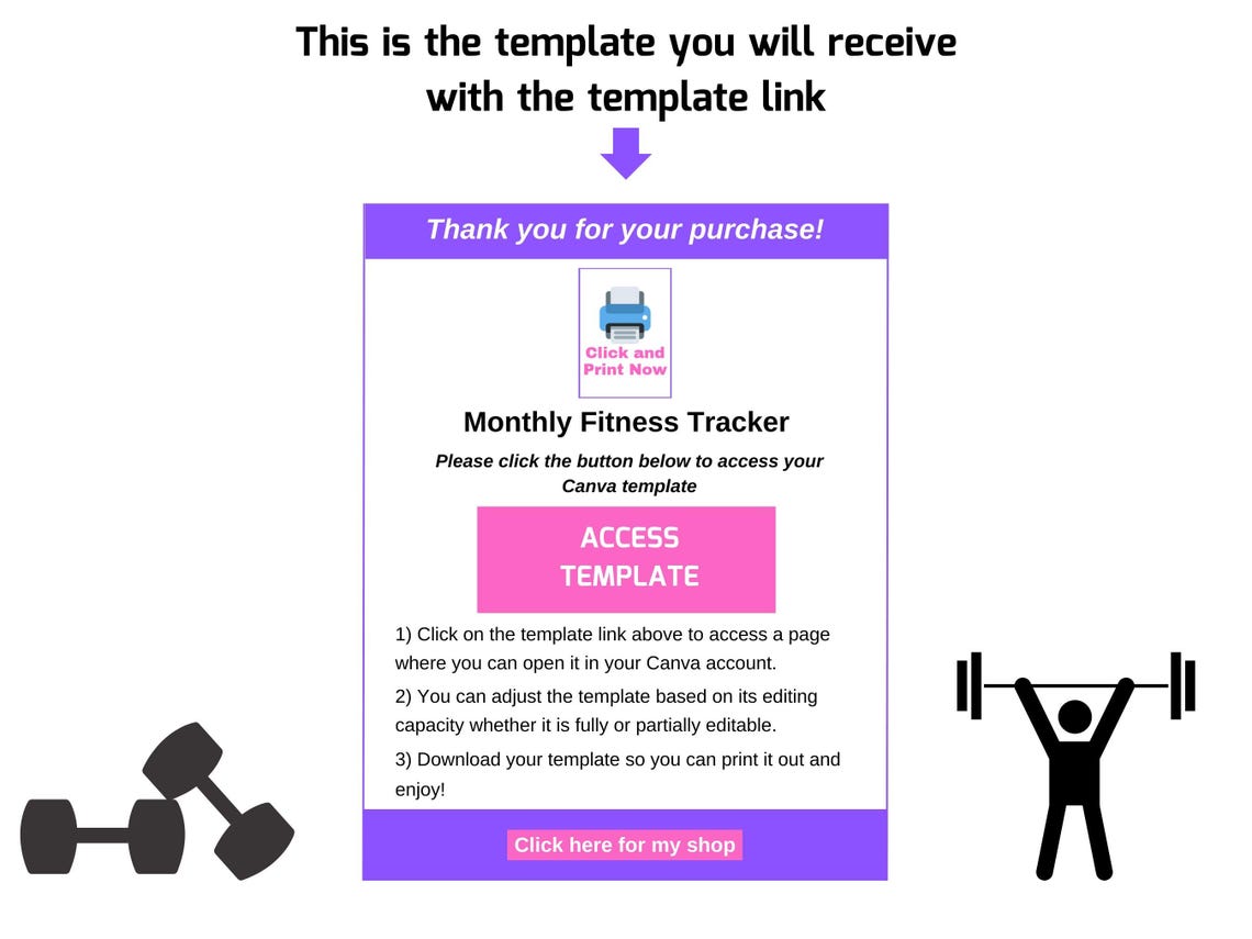 Editable Fitness Tracker, Personalized Fitness Planner, Monthly Tracker ...