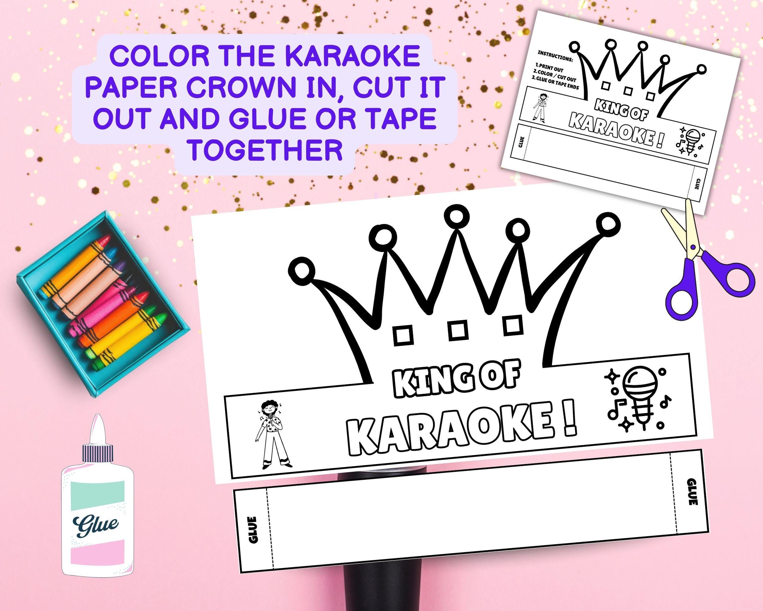 Printable Karaoke Paper Crowns, Party Crowns, Karaoke King, Karaoke ...