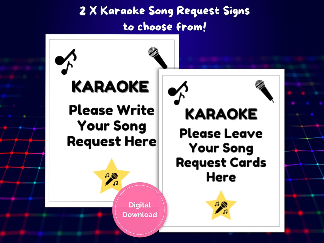 Karaoke Printable Signs, Song Request Karaoke Sheet, Karaoke ...
