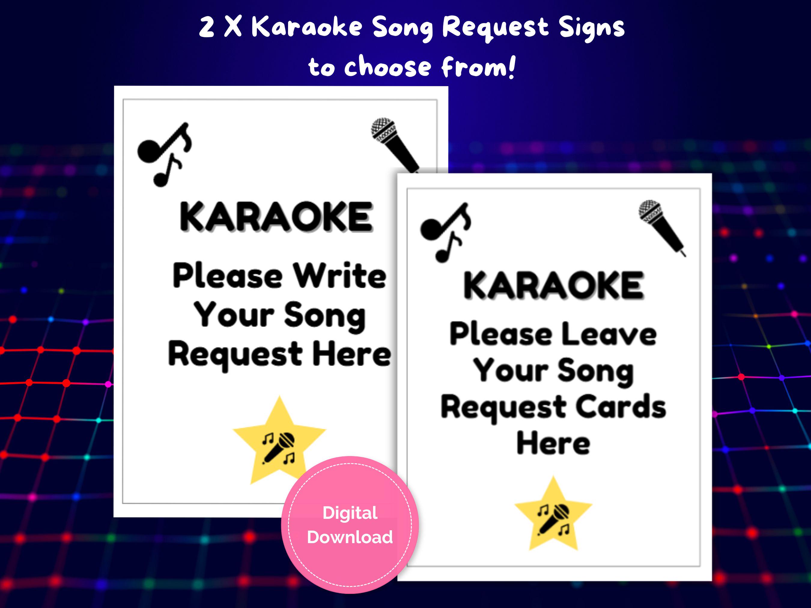Karaoke Printable Signs, Song Request Karaoke Sheet, Karaoke ...