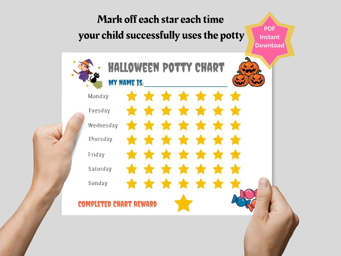 Halloween Potty Training Chart, Printable Kids Potty Reward Chart ...