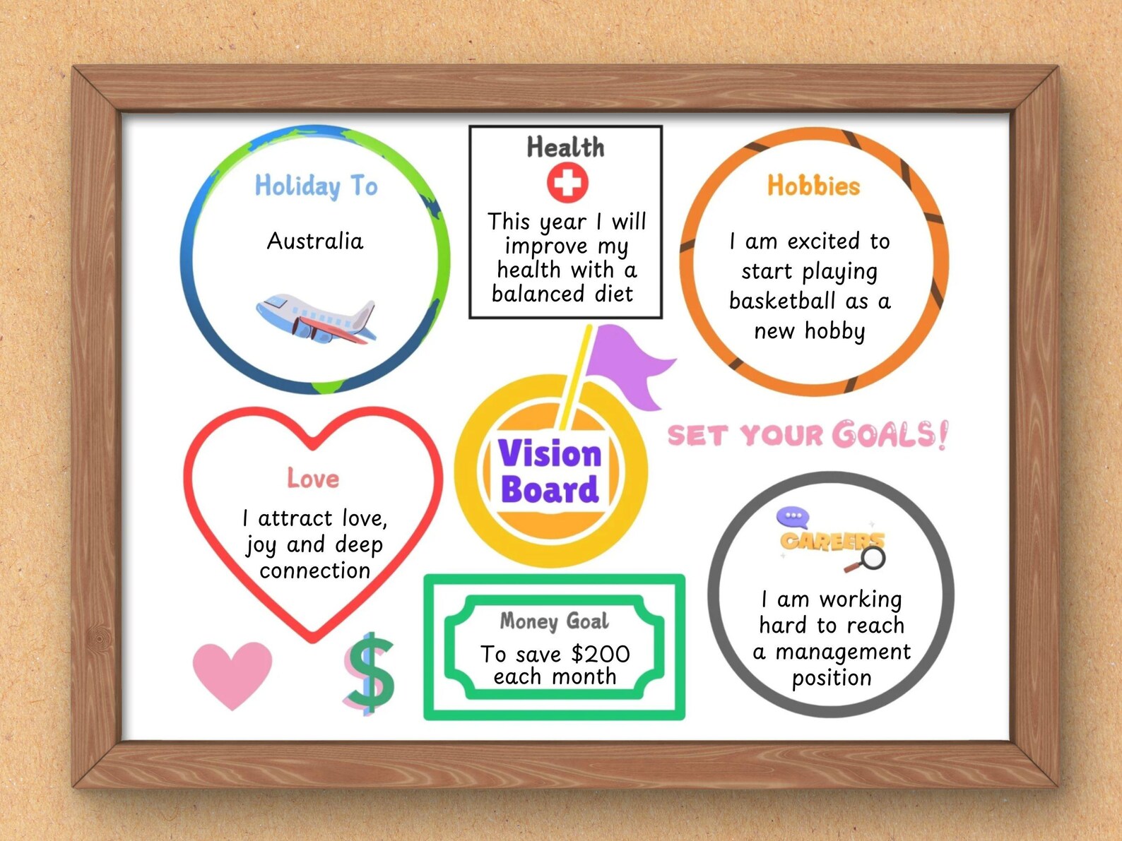 Vision Board Printable Template, Set Your Goals, 2025 Vision Board ...