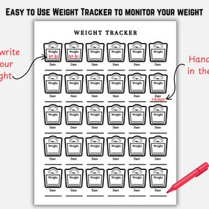 Weight Tracker Printable Template, Monitor Weight Sheet, Weight Goal ...