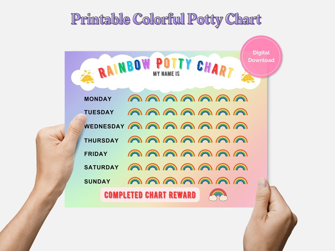 Fun Rainbow Potty Training Chart Kids Potty Reward Chart Rainbow ...