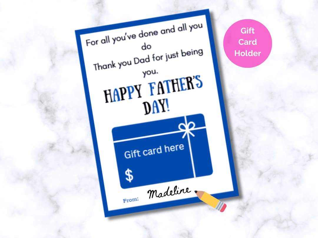 Father's Day Gift Card Holder, Printable Gift for Dad, Happy Father's ...