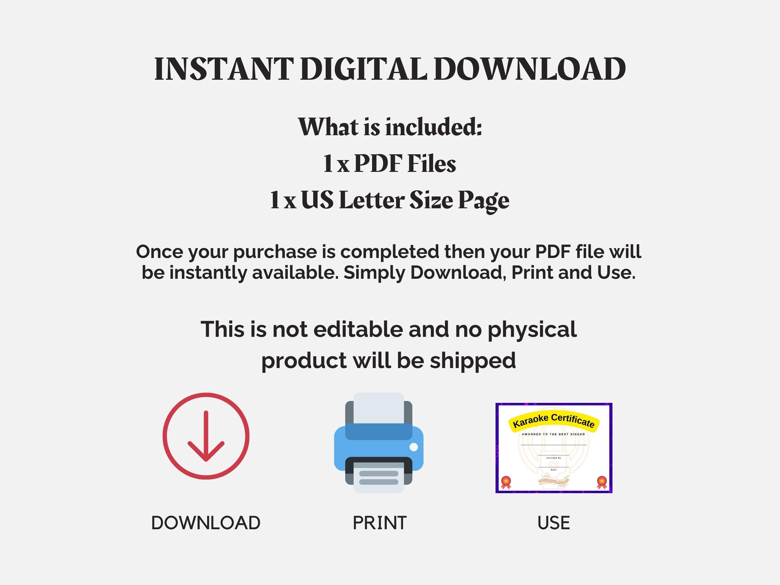 Karaoke Winners Certificate | Printable Singing Award | Best Singing ...