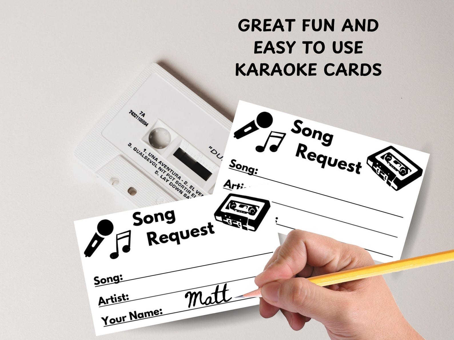 Song Request Cards for Karaoke Events, Printable Karaoke Slips, Print ...