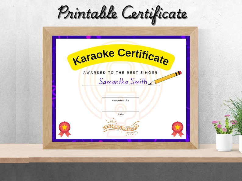 Karaoke Winners Certificate | Printable Singing Award | Best Singing ...