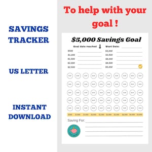 Savings Goal Tracker Printable | Savings Goal Planner | Finance Tracker ...