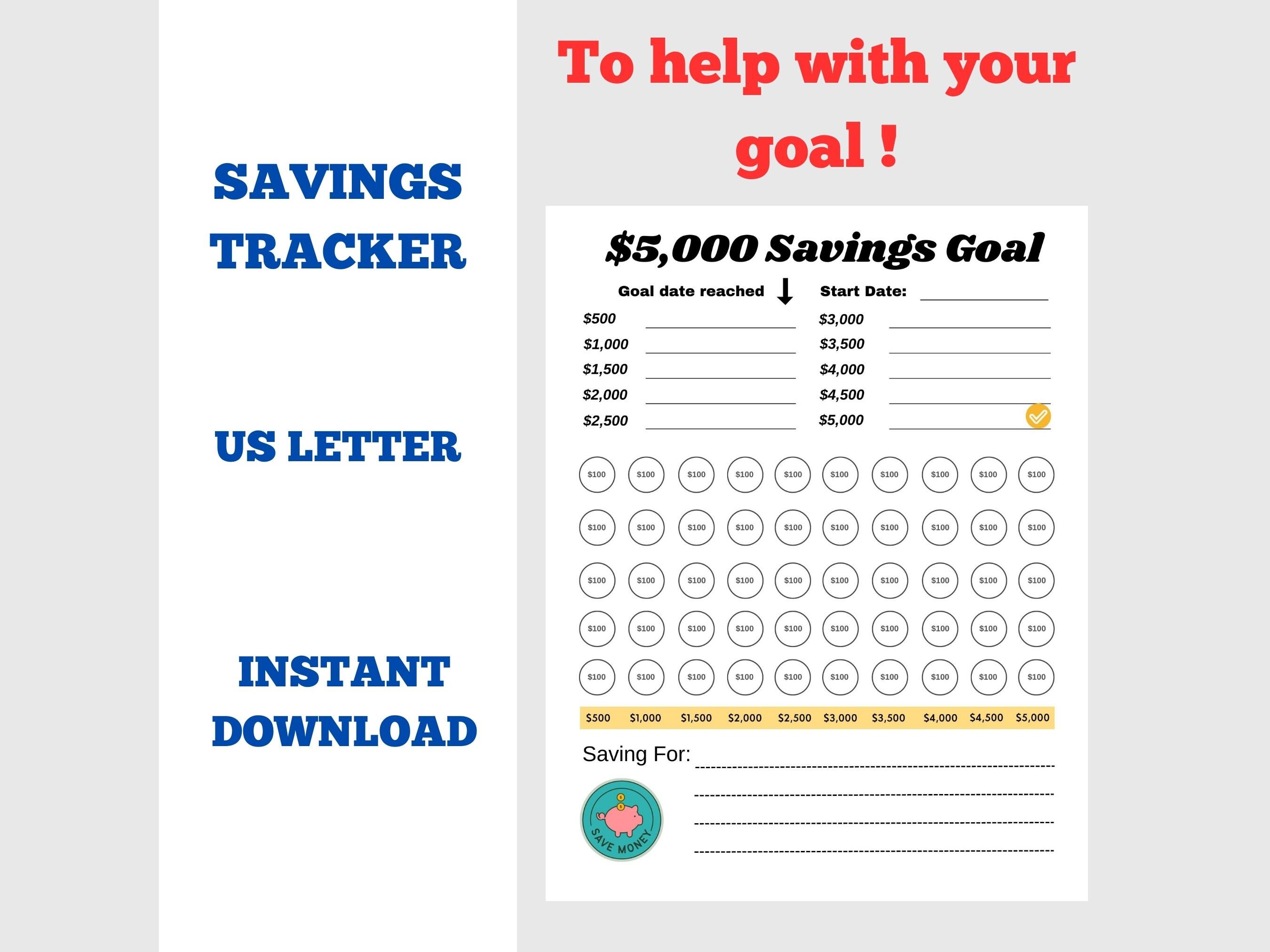Savings Goal Tracker Printable | Savings Goal Planner | Finance Tracker ...