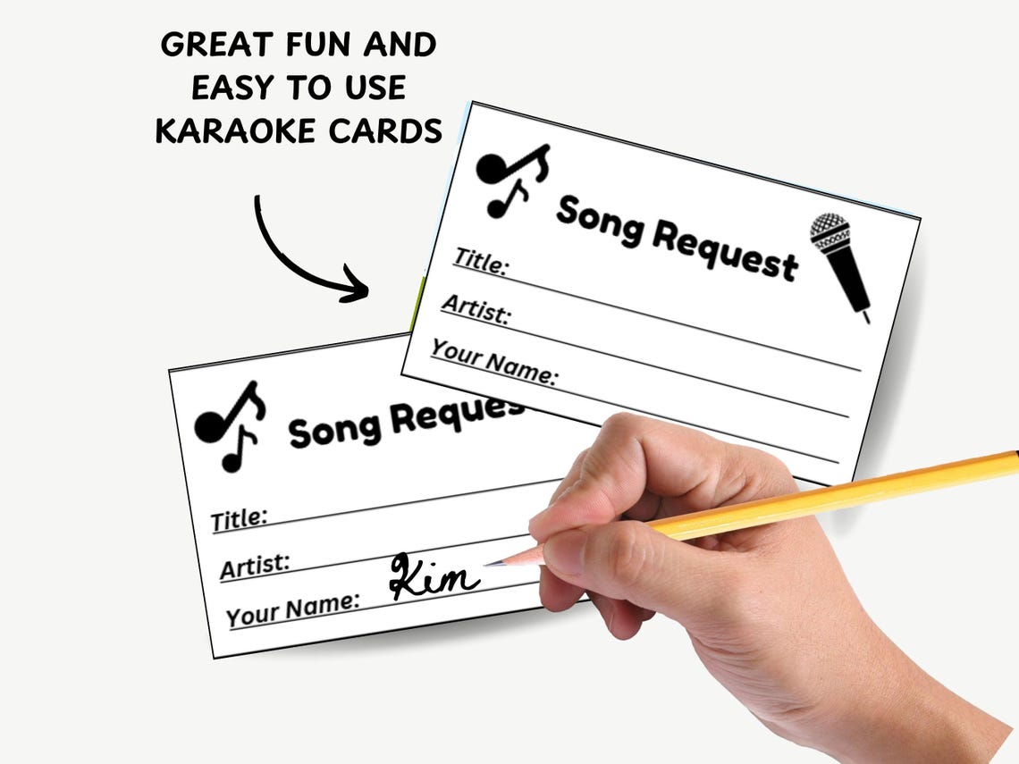 Song Request Cards for Karaoke Events, Printable Karaoke Slips, Print ...