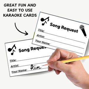 Song Request Cards for Karaoke Events, Printable Karaoke Slips, Print ...